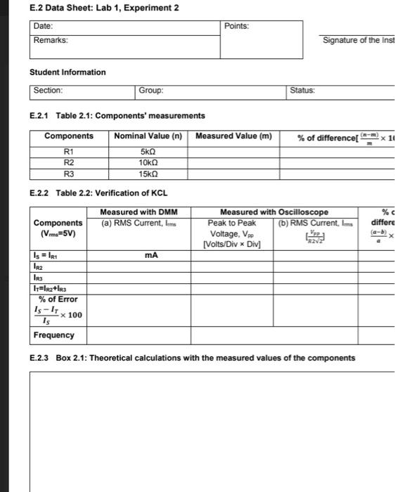 this is chart from the lab report verification of kvl | Chegg.com