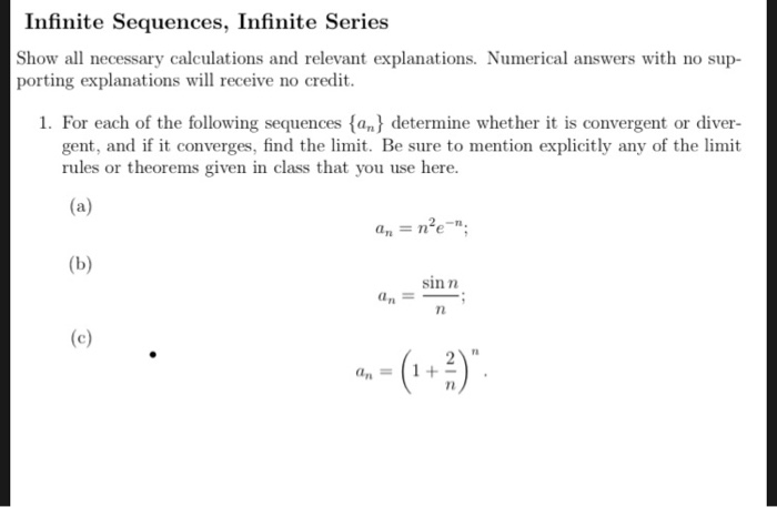 Solved Infinite Sequences, Infinite Series Show all | Chegg.com