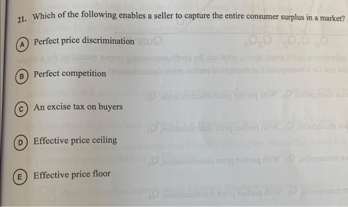 Solved 21. Which of the following enables a seller to | Chegg.com