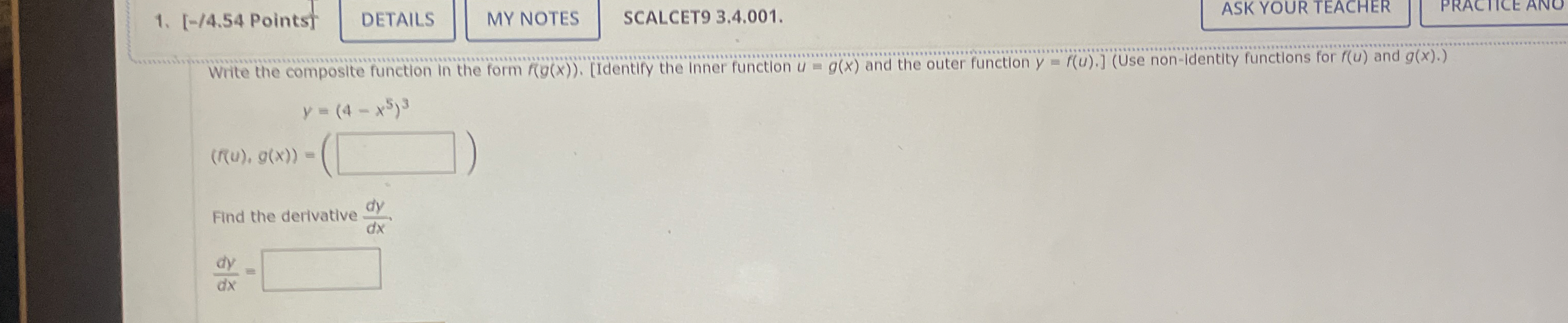 Solved Write the composite function in the form ). | Chegg.com