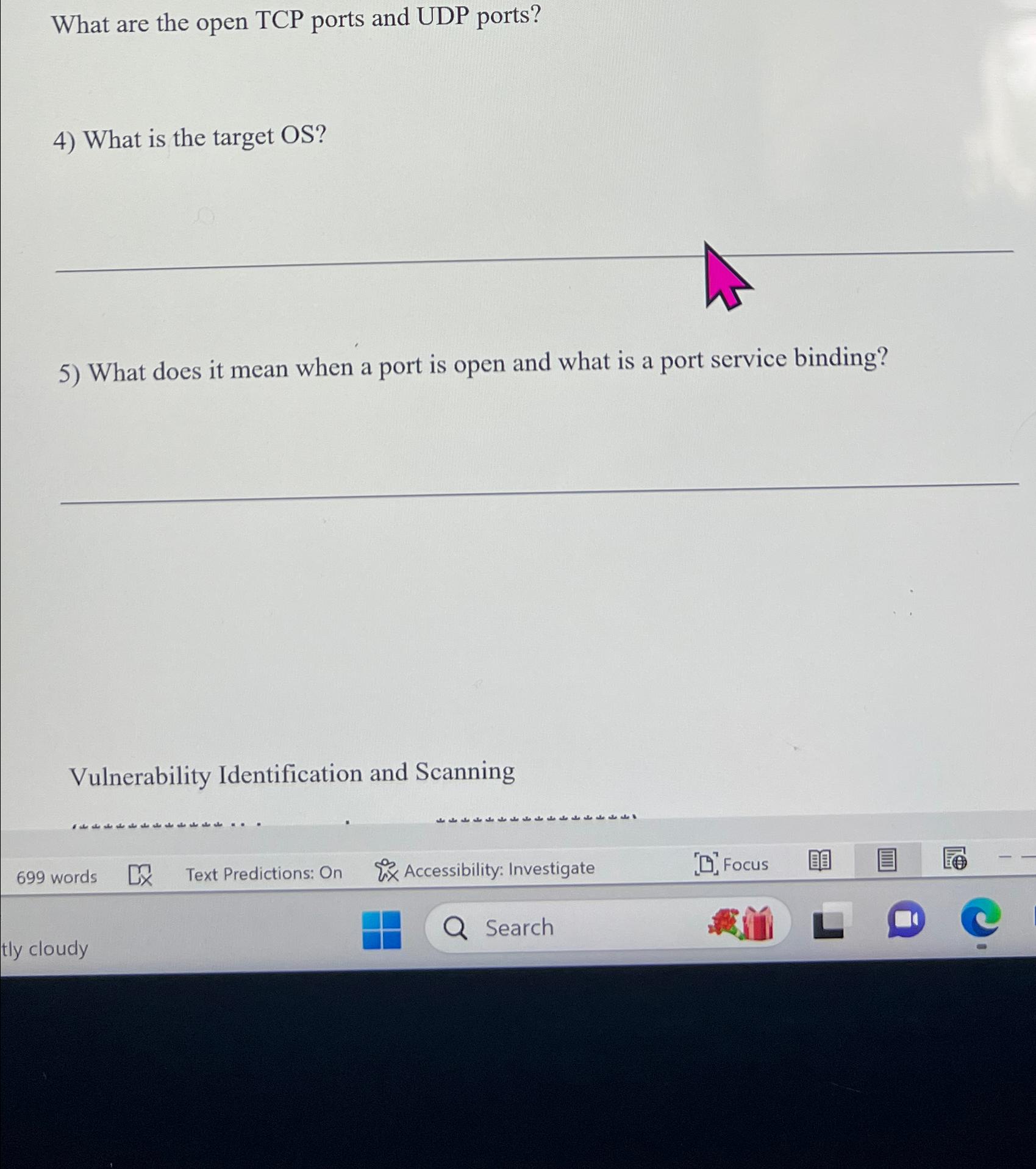 Solved What are the open TCP ports and UDP ports?What is the | Chegg.com