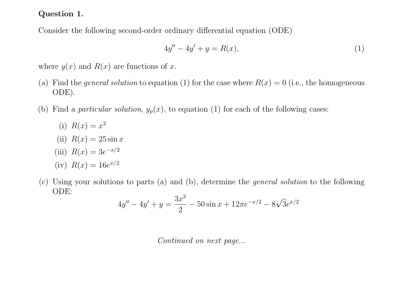 Solved Question 1.Consider the following second-order | Chegg.com