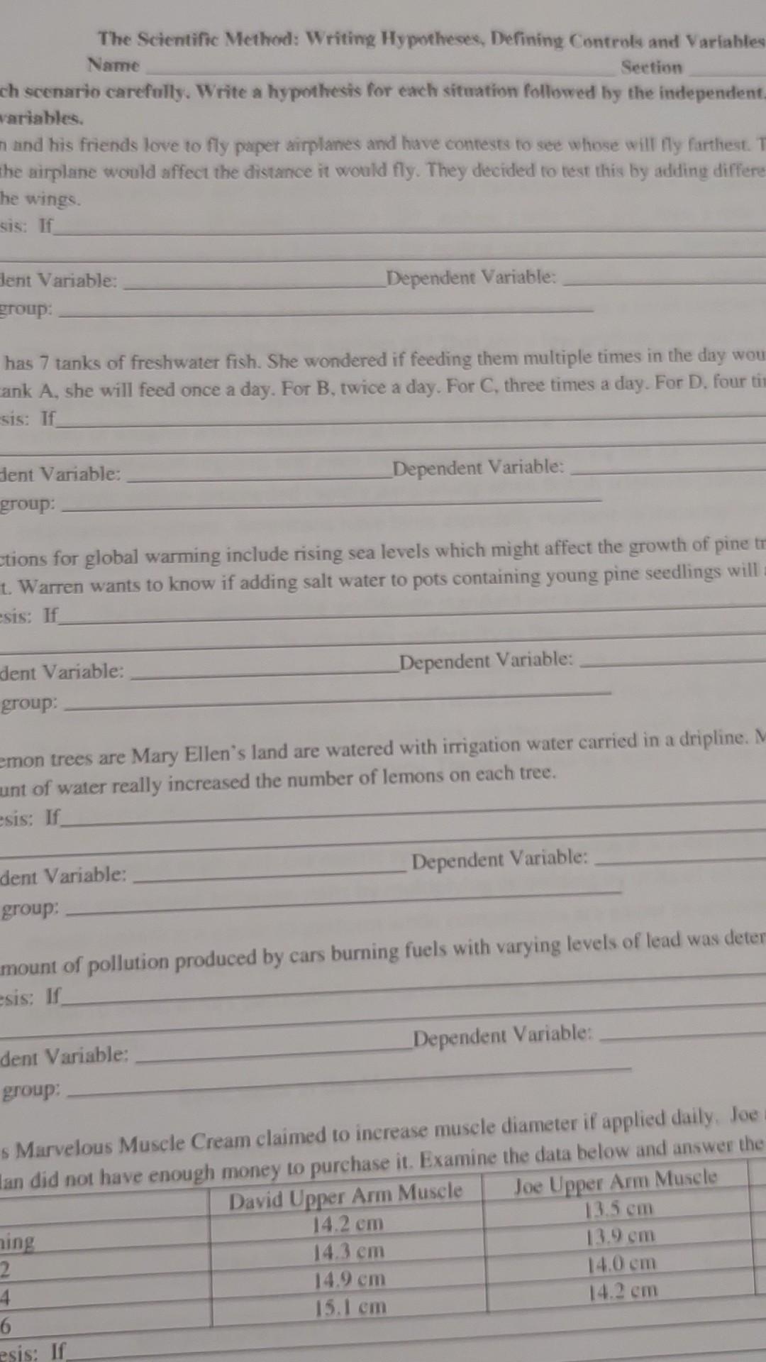 Solved ch scenario carefully. Write a hypothesis for each | Chegg.com