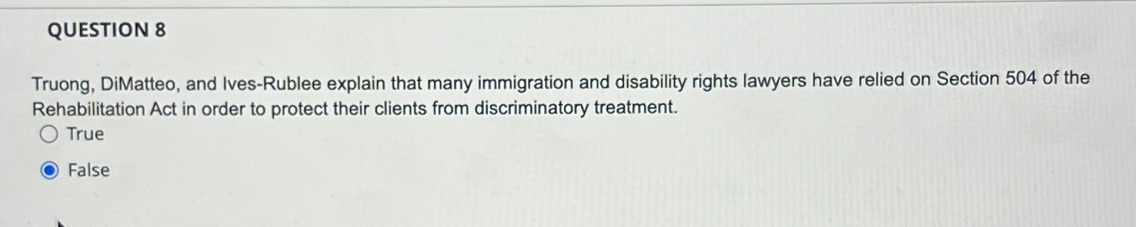 Solved QUESTION 8Truong, DiMatteo, and Ives-Rublee explain | Chegg.com
