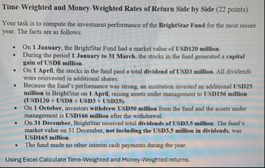 Solved Time-Weighted and Money-Weighted Rates of Return Side | Chegg.com