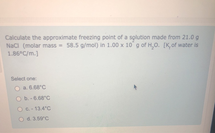 Solved Calculate the approximate freezing point of a | Chegg.com