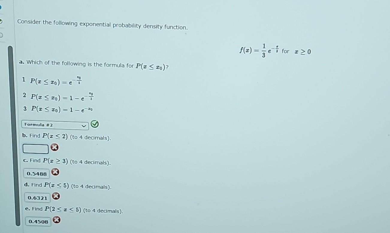 Solved Consider the following exponential probability | Chegg.com