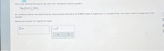 Solved This is the chemical formula for talc (the main | Chegg.com