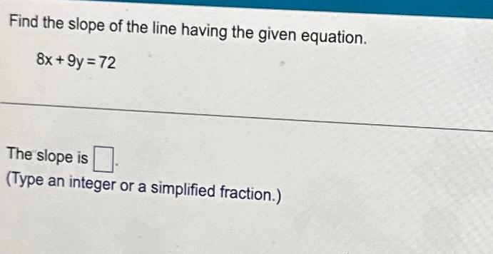 Solved Find the slope of the line having the given | Chegg.com