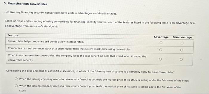 Solved 3. Financing with convertibles Just like any | Chegg.com