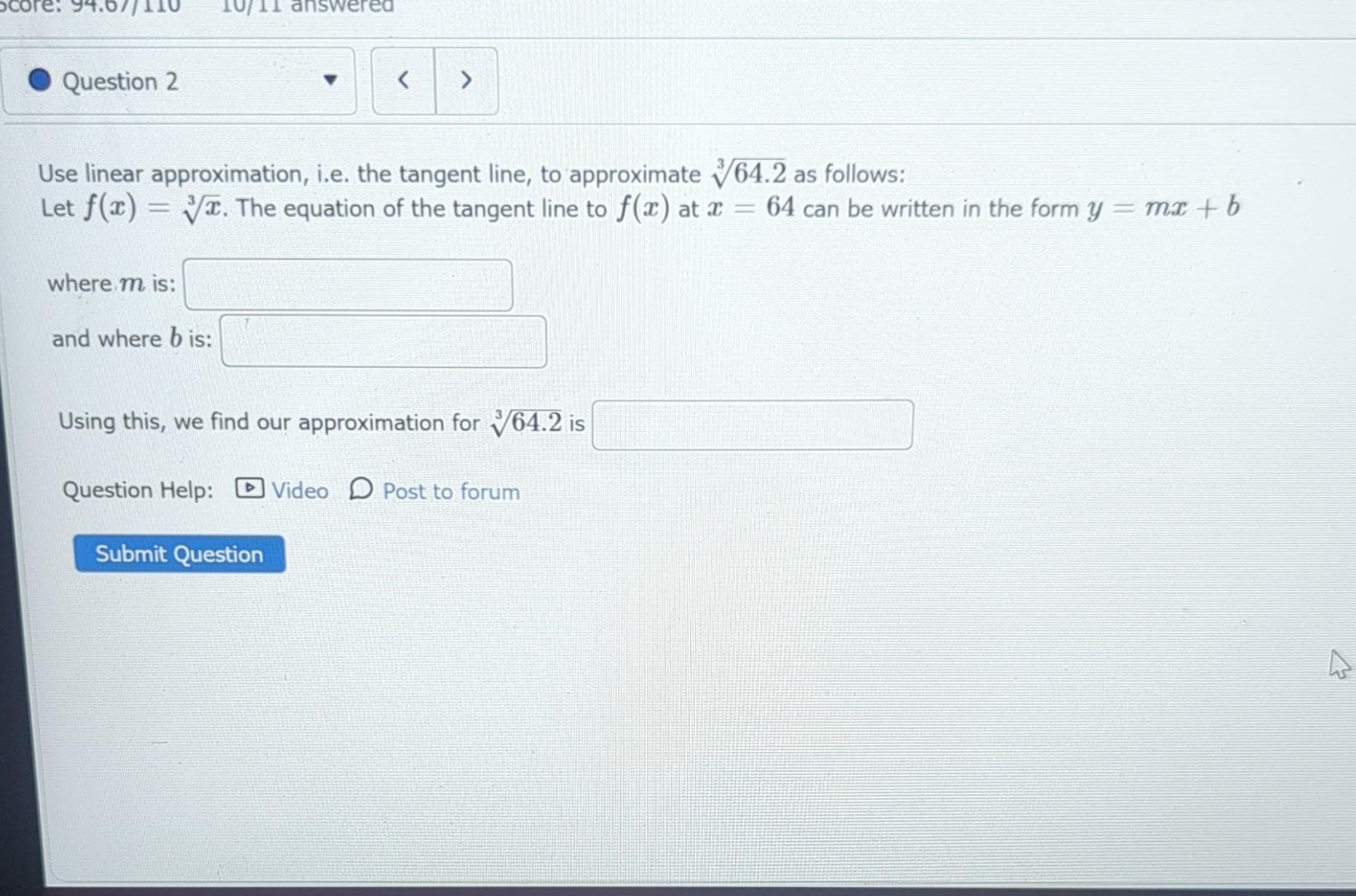 Solved Use linear approximation, i.e. the tangent line, to | Chegg.com