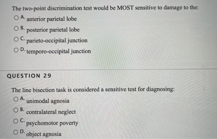 Solved The two-point discrimination test would be MOST | Chegg.com