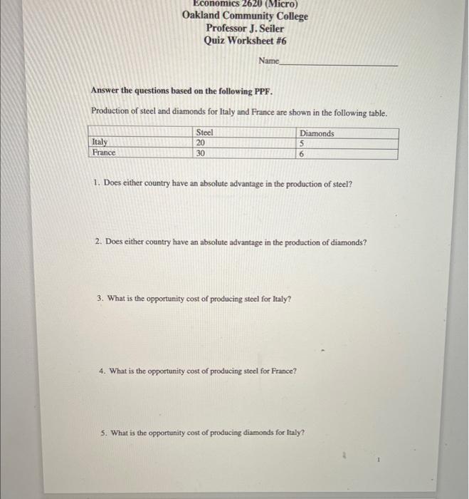 Solved Answer the questions based on the following PPF. | Chegg.com