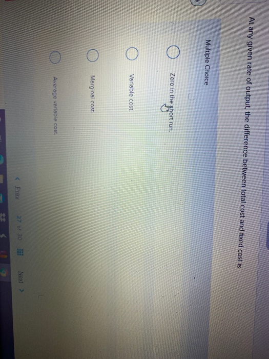Solved at any given rate of output, the difference between | Chegg.com