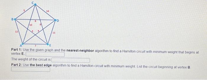 Solved B 12 10 4 6 9. 14 11 A E Part 1: Use the given graph | Chegg.com