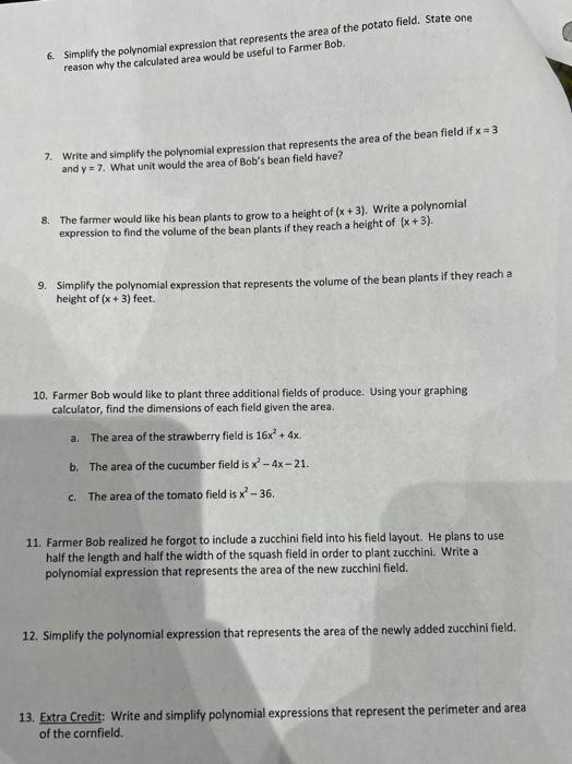 Solved Directions: Farmer Bob is planting a garden this | Chegg.com