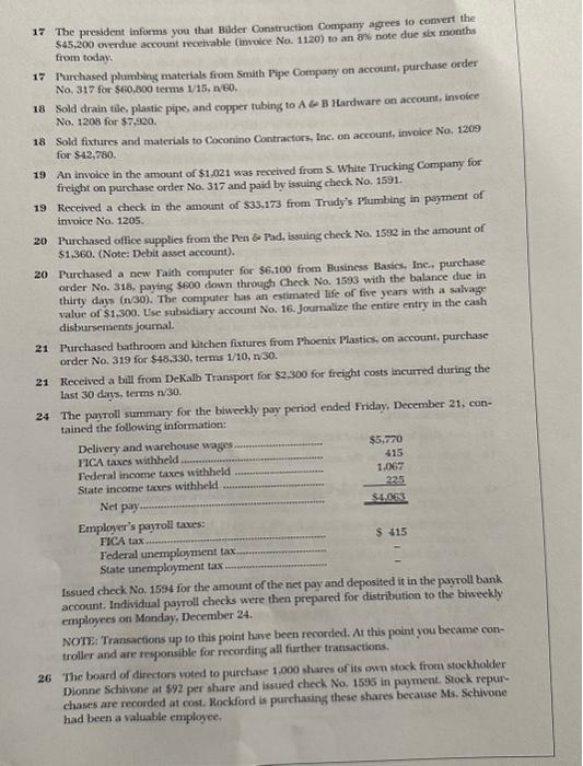 Solved December 3 Received a check in the amount of $23,569 | Chegg.com