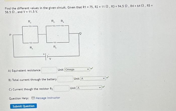 Solved Find the different values in the given circuit. Given | Chegg.com