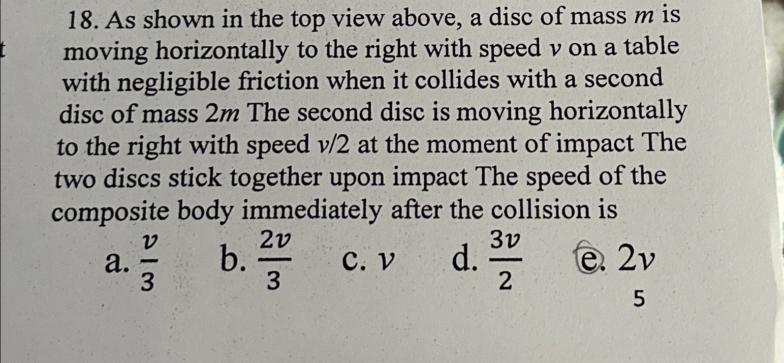 Solved As shown in the top view above, a disc of mass m ﻿is | Chegg.com