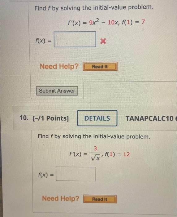 Solved Find f by solving the initial-value problem. | Chegg.com