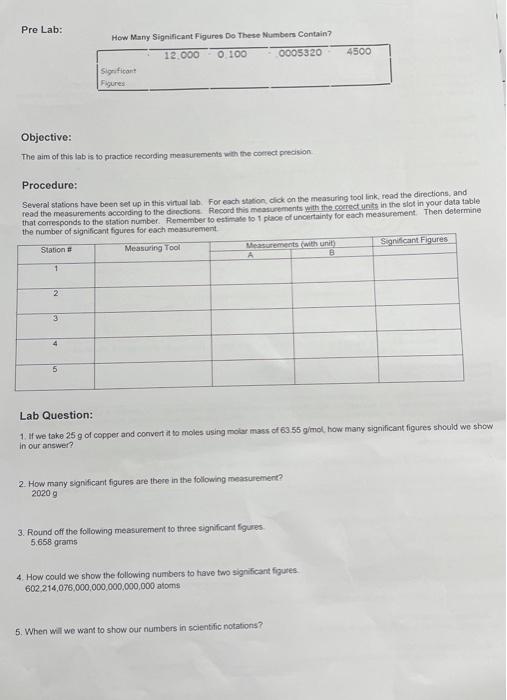 Solved Precision and Significant Figures Lab Name: | Chegg.com