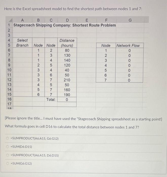 Solved Here is the Excel spreadsheet model to find the | Chegg.com