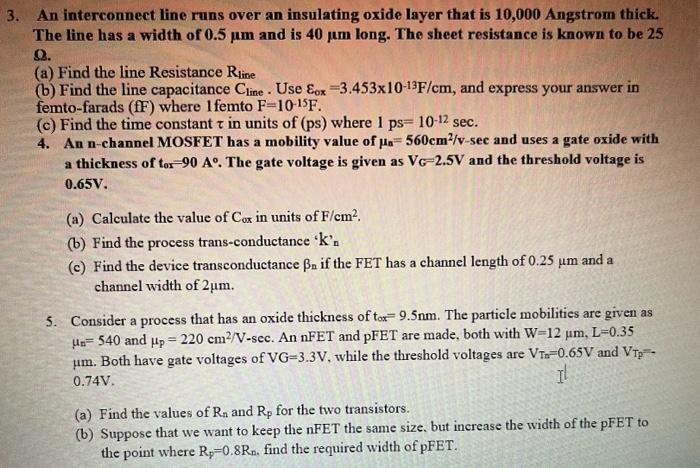 Solved An interconnect line runs over an insulating oxide | Chegg.com