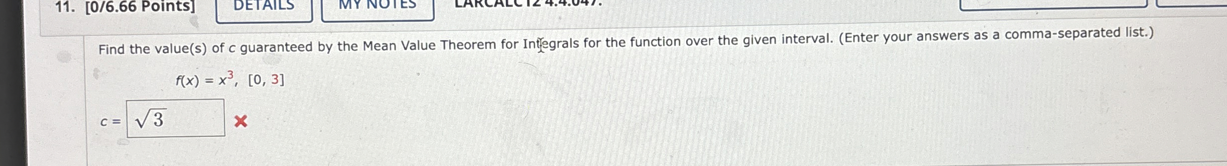 Solved [0/6.66 ﻿Points] q,q,Find the value(s) ﻿of c | Chegg.com