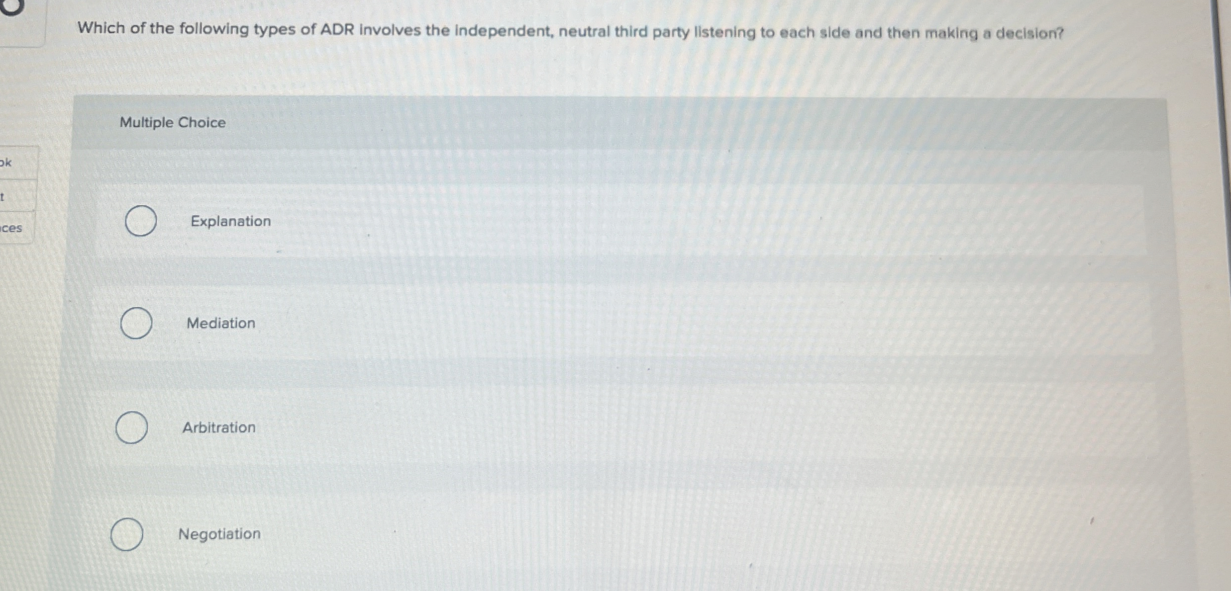 Solved Which of the following types of ADR involves the | Chegg.com