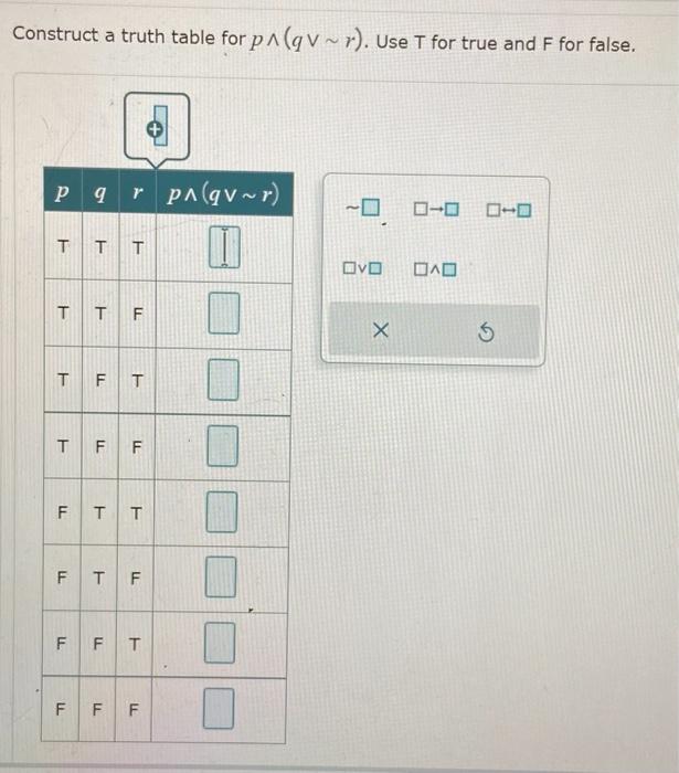 Solved 1. Construct a truth table for ~ (p v q) ️ ~ (p ^ r) | Chegg.com