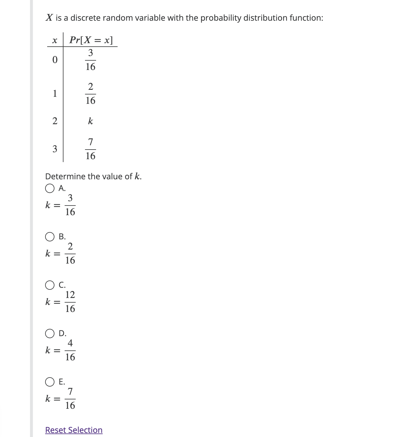 Solved x ﻿is a discrete random variable with the probability | Chegg.com