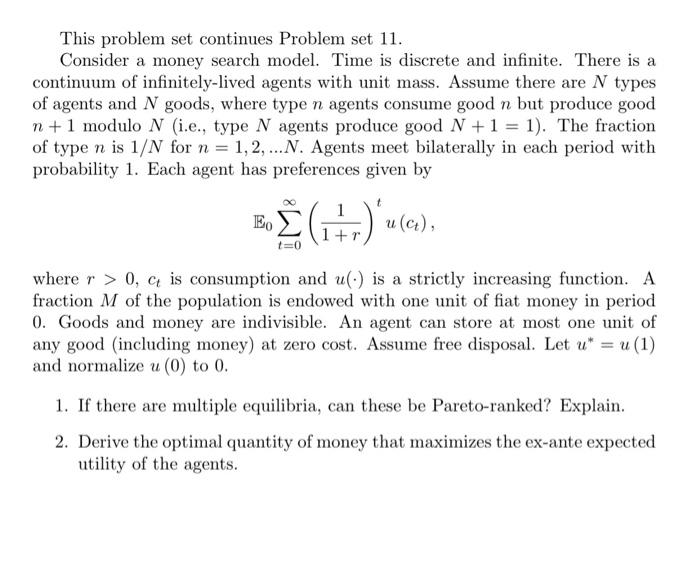 This problem set continues Problem set 11 . Consider | Chegg.com