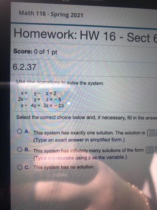 Solved Math 118 - Spring 2021 Homework: HW 16 - Secte Score: | Chegg.com
