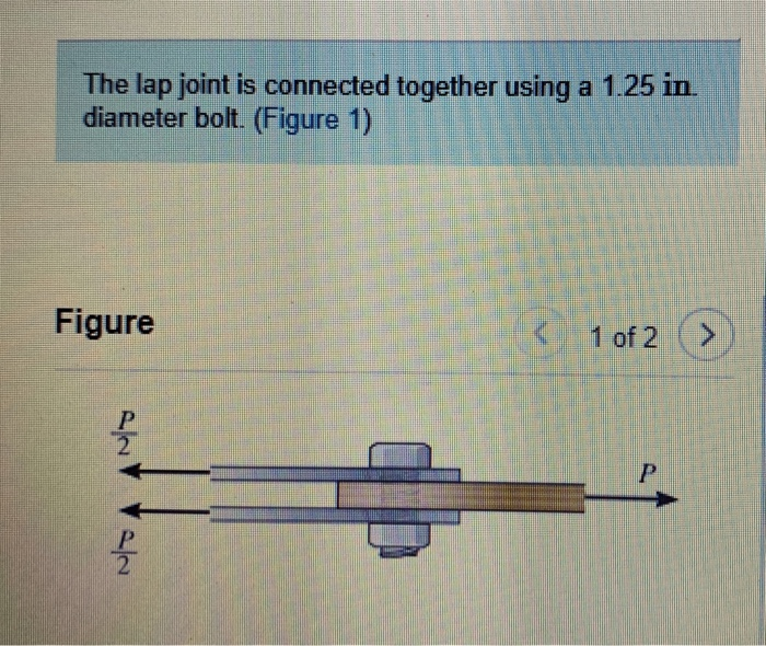 Solved The lap joint is connected together using a 1.25 in. | Chegg.com