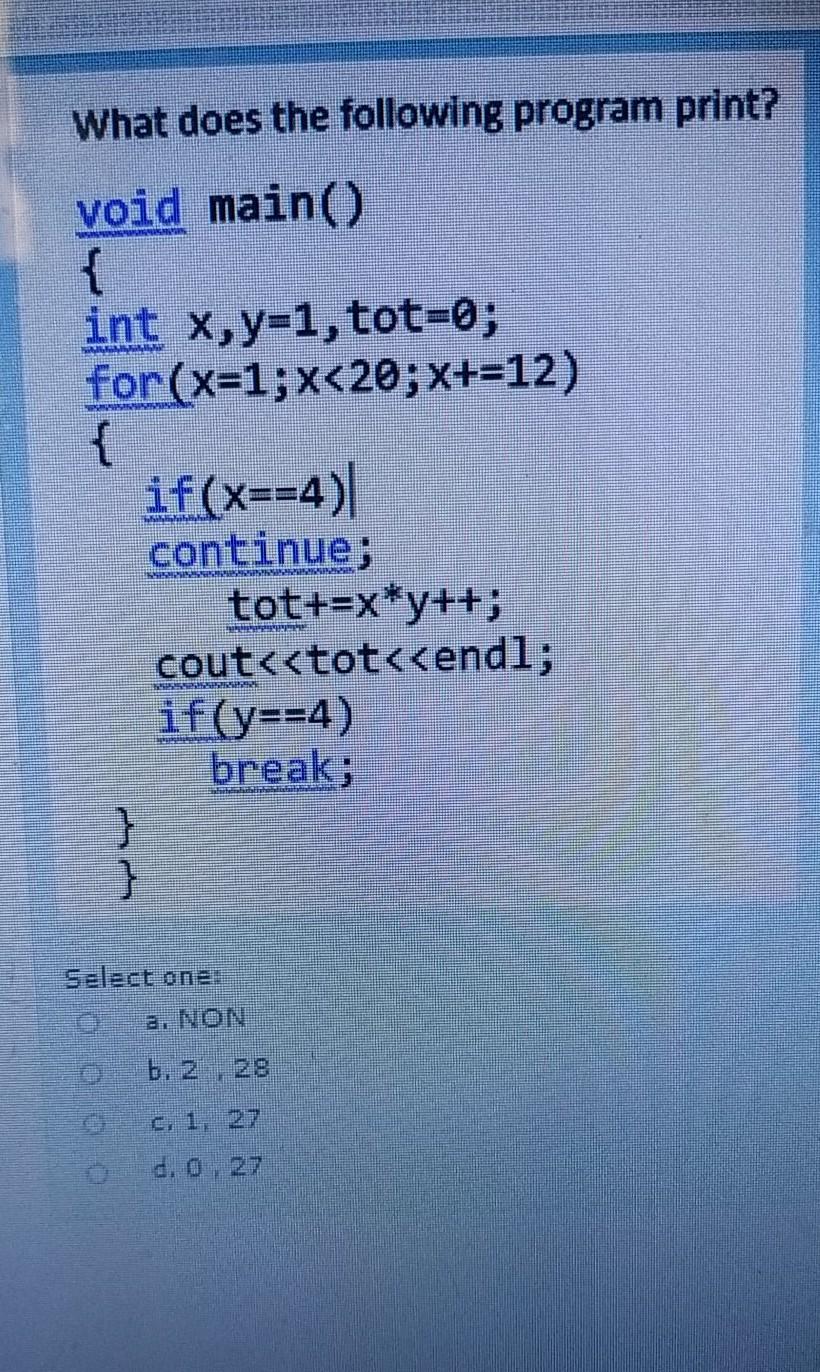 Solved What does the following program print? void main() { | Chegg.com