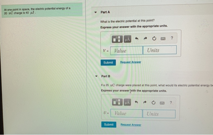 Solved At one point in space, the electric potential energy | Chegg.com