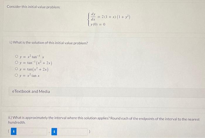 Solved Consider this initial value problem: | Chegg.com
