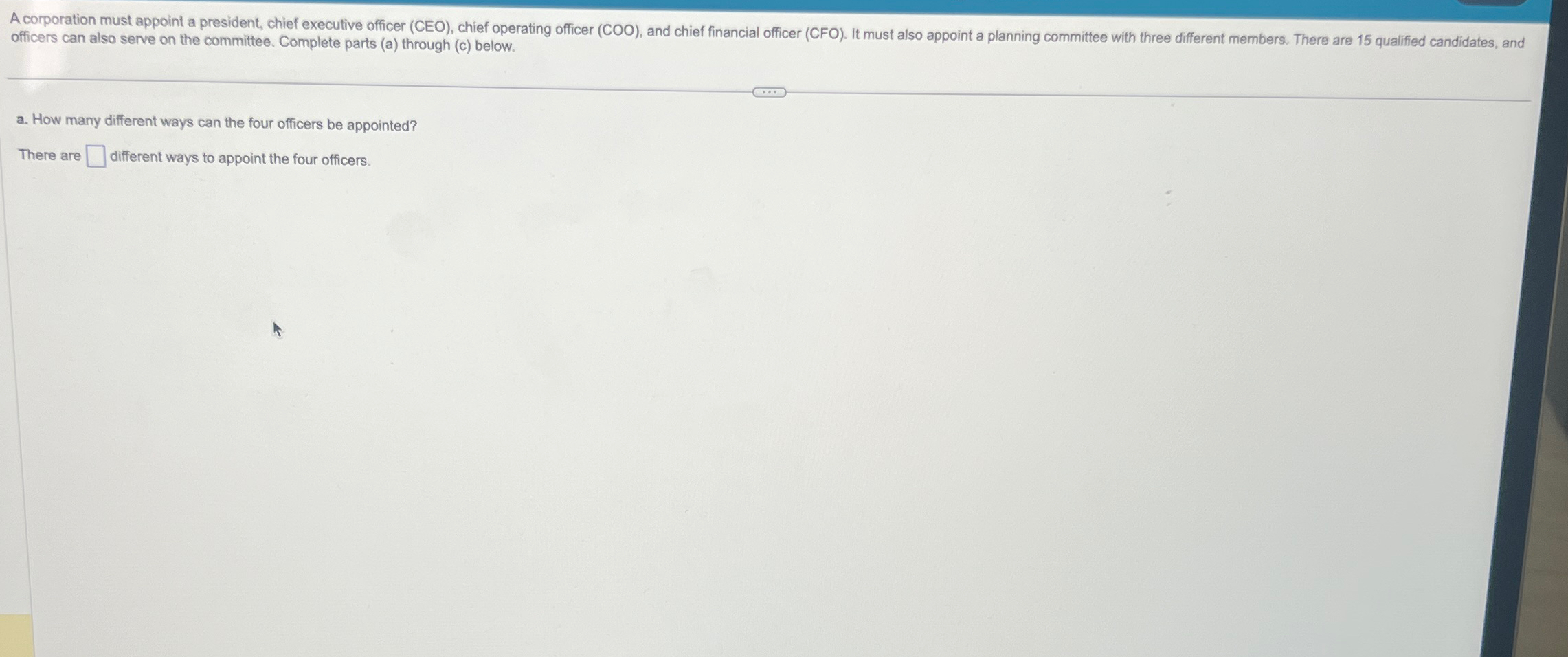 Solved officers can also serve on the committee. Complete | Chegg.com