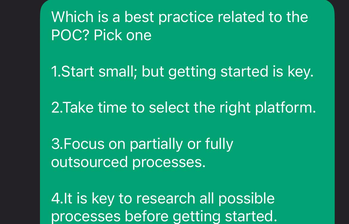 Solved Which is a best practice related to the POC? Pick | Chegg.com