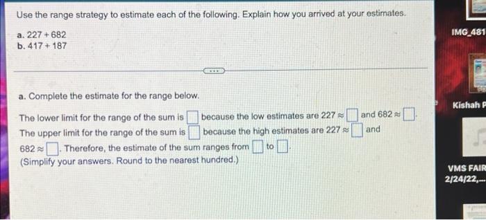 Solved Use the range strategy to estimate each of the | Chegg.com