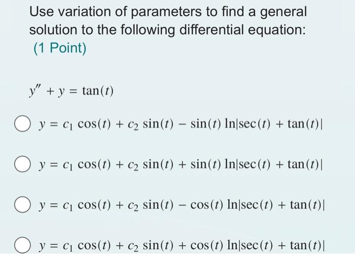 Solved Use variation of parameters to find a general | Chegg.com