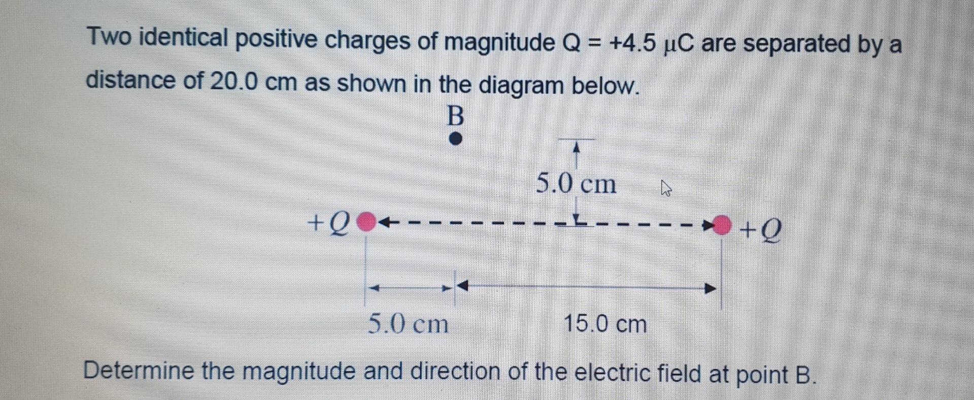 Solved Two identical positive charges of magnitude Q = +4.5 | Chegg.com