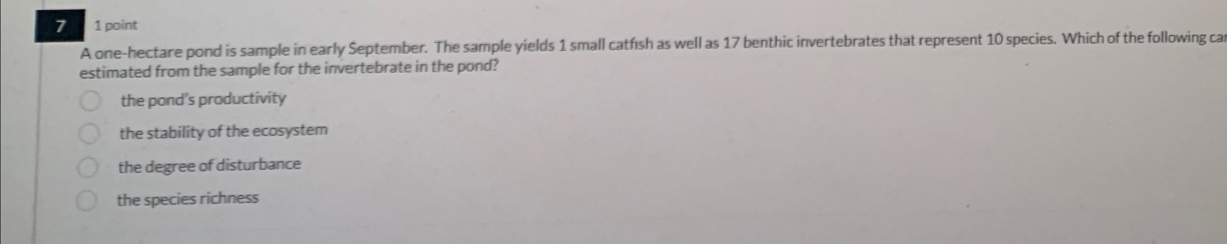 Solved 7 1 ﻿pointA one-hectare pond is sample in early | Chegg.com