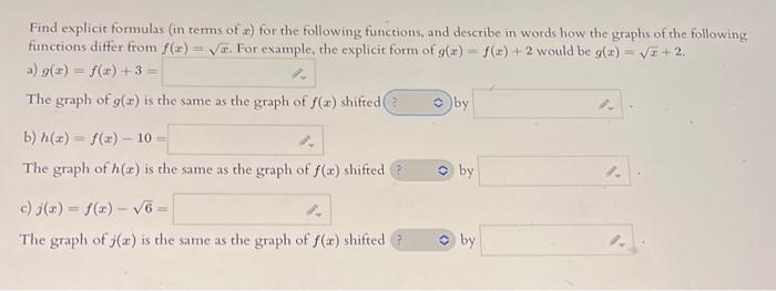 Solved Find explicit formulas (in terms of s) for the | Chegg.com