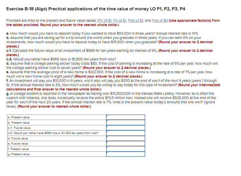 Solved Exercise B-18 (Algo) ﻿Practical applications of the | Chegg.com