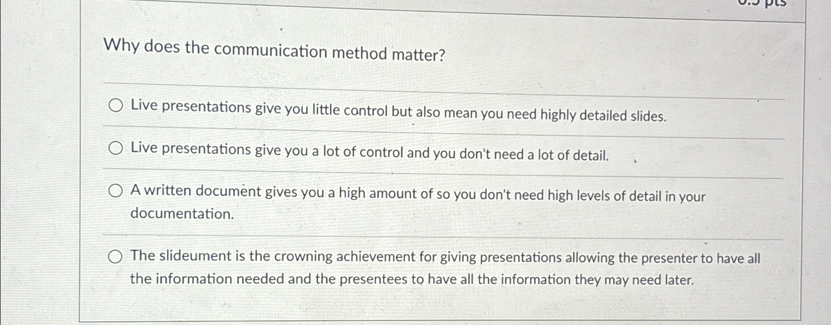 Solved Why does the communication method matter?Live | Chegg.com