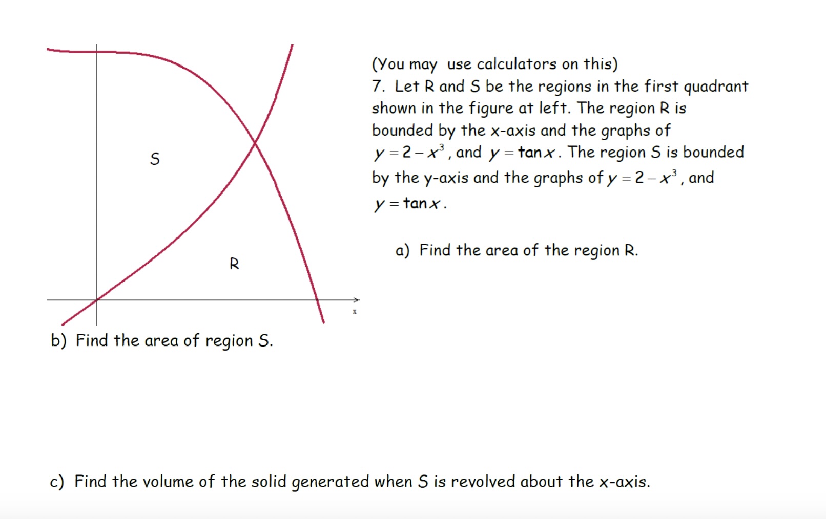 Solved Please answer Part CLet R ﻿and S ﻿be the regions in | Chegg.com