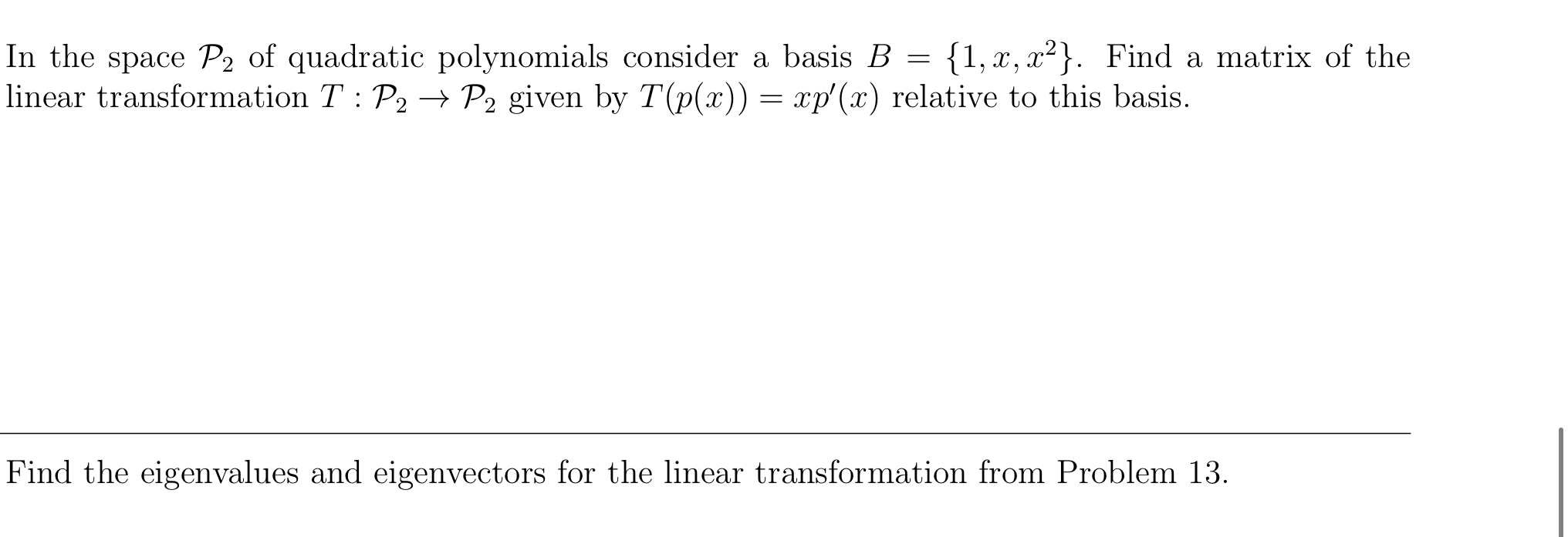 Solved In the space P2 ﻿of quadratic polynomials consider a | Chegg.com