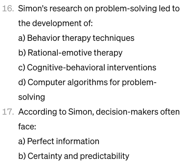 Solved Simon's research on problem-solving led to the | Chegg.com