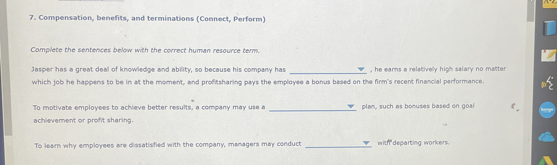 Solved Compensation, benefits, and terminations (Connect, | Chegg.com